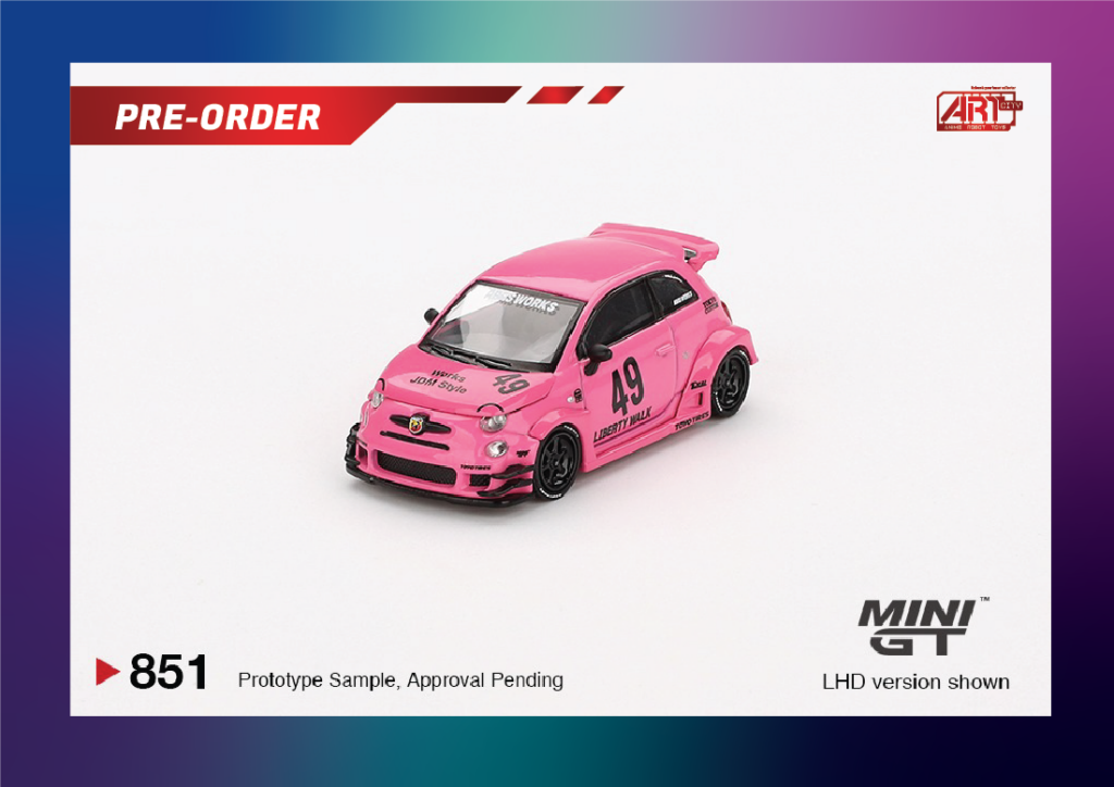 Mini GT - 851 ABARTH 595 LB-WORKS x Abas Works Pink | Art City Collectibles
